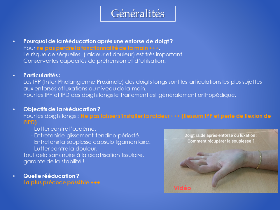 Rééducation après entorse de doigt - Denis GERLAC - Rééducation et ...